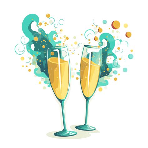 샴페인 잔 벡터 거품 거품 만화와 샴페인 두 잔의 스티커 클립 아트 그림 상표 클립 아트 Png 일러스트 및 벡터 에 대한 무료 다운로드 Pngtree