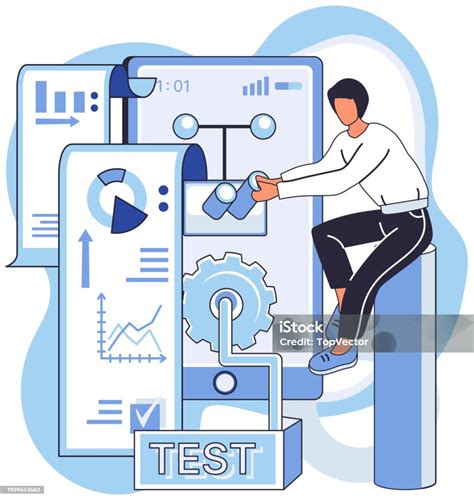 Application Testing Metaphor Vector App Test Proving Ground Where Apps Robustness Is Checked