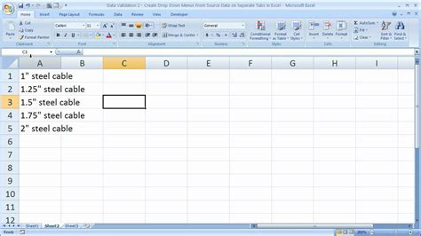 Data Validation 2 Create Drop Down Menus From Source Data On Separate Tabs In Excel Youtube