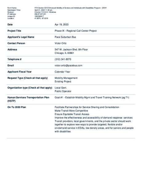 Fillable Online Rta Section 5310 Enhanced Mobility Of Seniors And