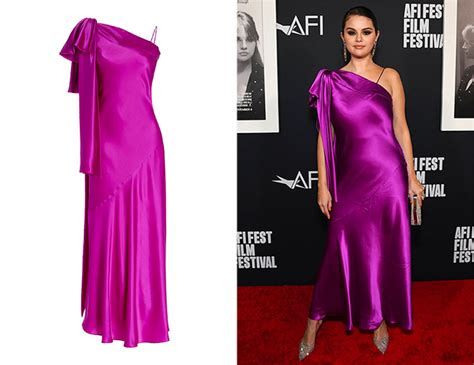 Selena Gomezs Rodarte Bow Detailed Silk Satin One Shoulder Dress