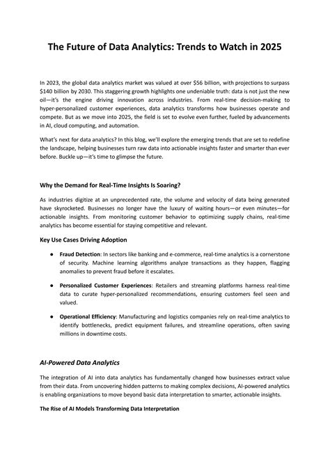 The Future Of Data Analytics Trends To Watch In 2025 Pdf