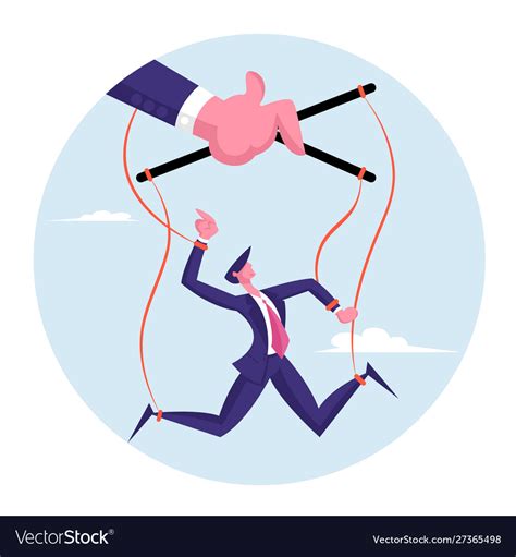 Huge Puppeteer Hand Manipulating With Puppet Vector Image