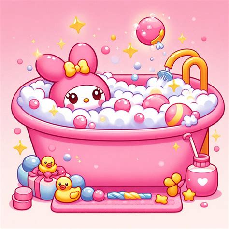 My Melody Likes Bath 2 Ai Drawing By Cuddlesnam On Deviantart