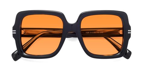 Tortoise Narrow Oversized Square Tinted Sunglasses With Orange Sunwear