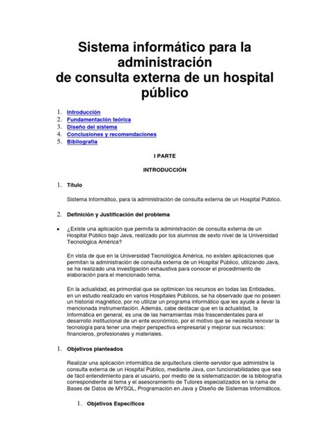 Informatica Hospital Pdf Java Lenguaje De Programación Frijoles Netos