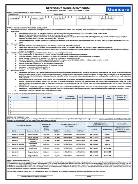 2023 Maxicare Dependent Enrollment Form Teleperformance Pdf Pdf Travel Visa Domestic