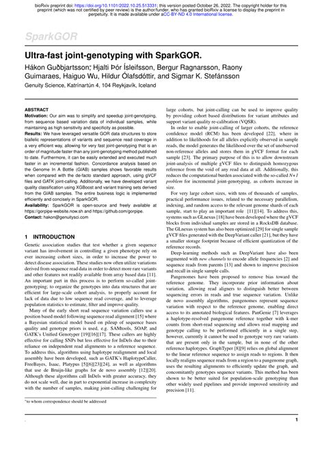 Pdf Ultra Fast Joint Genotyping With Sparkgor
