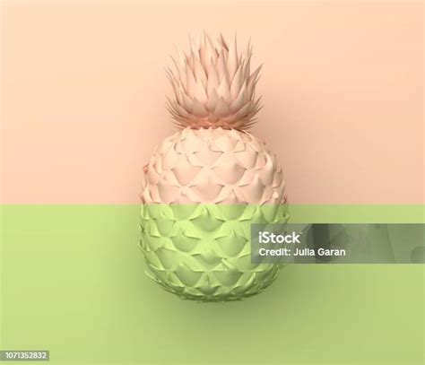 혼자 파인애플 절반 가로 빛 녹색 베이 지 컬러로 나뉘어져 있습니다 파스텔 컬러로 그림입니다 0명에 대한 스톡 사진 및 기타 이미지 Istock