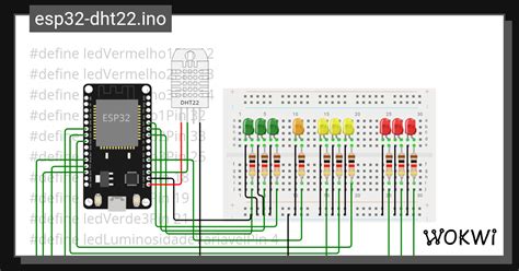 Controle Analógico Com Sensor De Temperatura Dth22 Wokwi Esp32 Stm32 Arduino Simulator