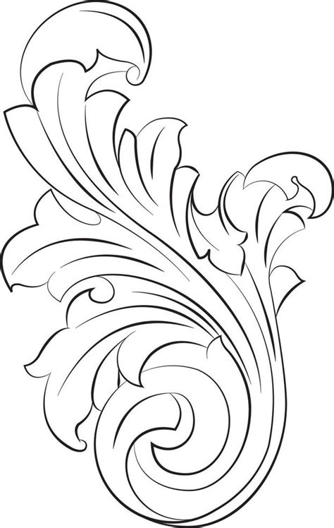 Acanthus Drawing Filigree Scroll Draw Sketch Part Ornament Vector