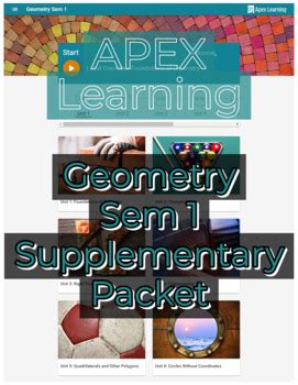 Apex Learning Geometry Sem 1 Quiz By Quiz Study Packet By MissSunday