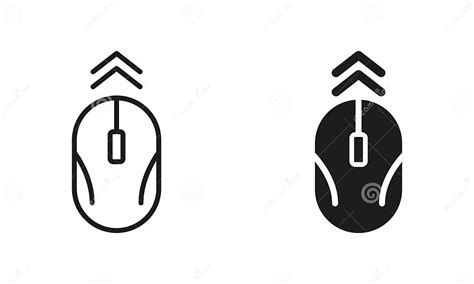Mouse Pc Line And Silhouette Icon Set Computer Mouse Scroll Up