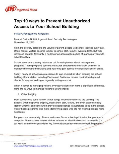 Top 10 Ways To Prevent Unauthorized Access To Your School Building