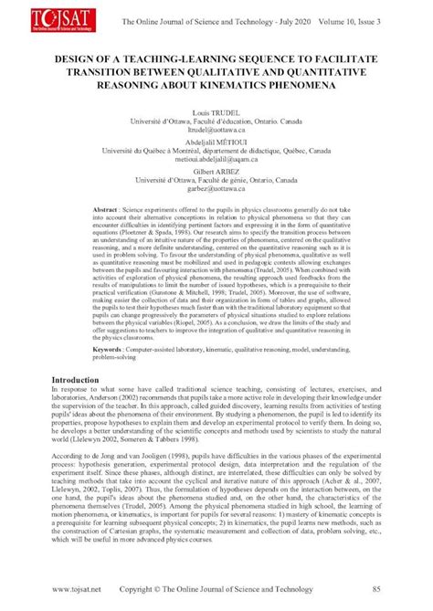 Pdf Design Of A Teaching Learning Sequence To And Quantitative Reasoning In A Problem