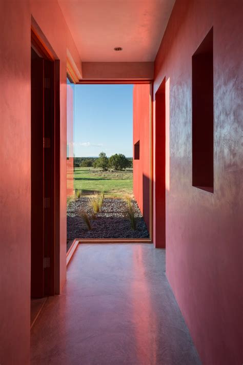 Red Wall Cuts Through New Mexico House By Archaeo