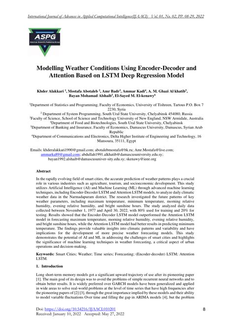 Pdf Modelling Weather Conditions Using Encoder Decoder And Attention