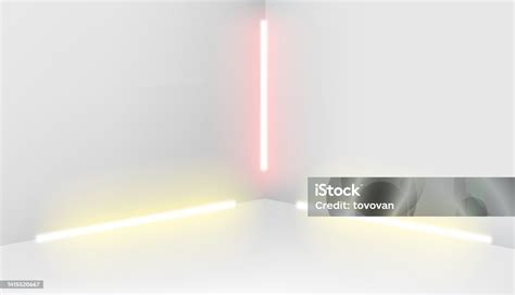 네온 빛나는 램프로 조명 된 인테리어 복사 공간이 있는 벡터 3d 일러스트 레이 션 0명에 대한 스톡 벡터 아트 및 기타 이미지 0명 3차원 형태 광고 Istock