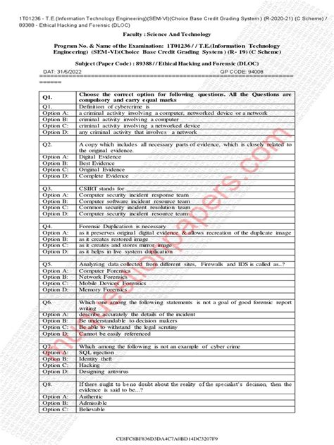 Be Information Technology Semester 6 2022 May Ethical Hacking And Forensicrev 2019 C
