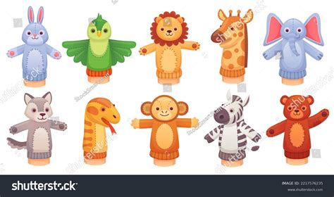 Animal Puppet Toys Cartoon Handmade Funny Stock Vector Royalty Free