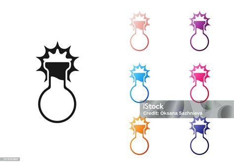 흰색 배경에 격리 된 검은 테스트 튜브와 플라스크 아이콘 화학 실험실 테스트 실험실 유리 제품 다채로운 아이콘을 설정합니다 벡터