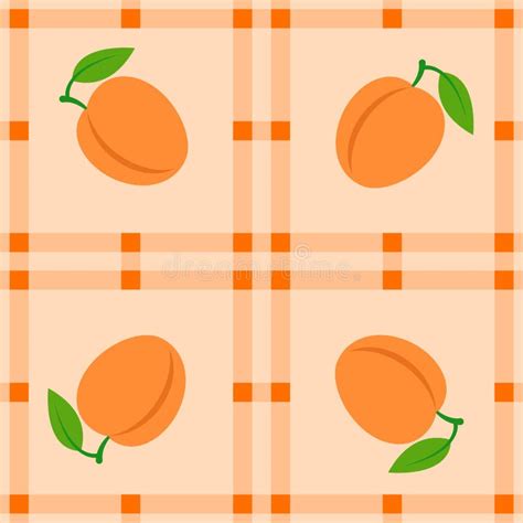 Apricot Fruit Seamless For Pattern Fabric Simple Apricot Fruit Cute Repeat In Square Background