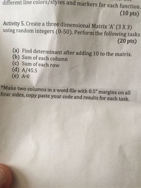 Solved Activity 5 Create A Three Dimensional Matrix A 3 Chegg Com