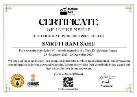 Smruti Rani Sahu On Linkedin Aicteinternship Webdevelopmentinternship Motioncut