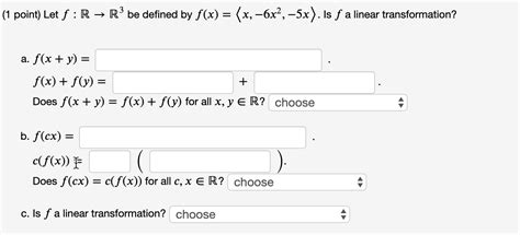 solved 1 point let f r → r3 be defined by f x x