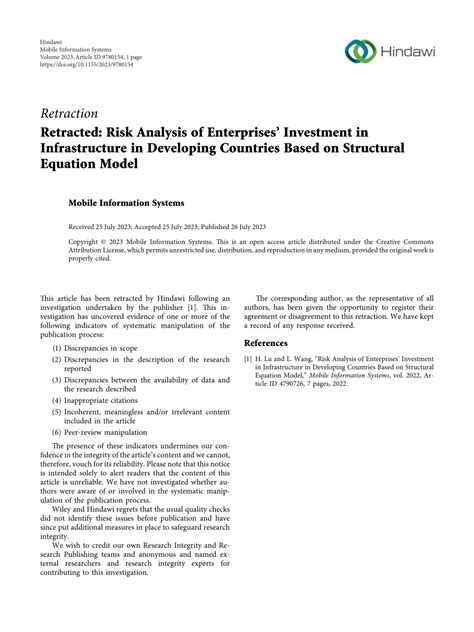 Pdf Retracted Risk Analysis Of Enterprises Investment In Infrastructure In Developing