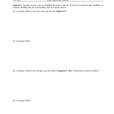 solved bogosort attempts to sort a list by shuffling the