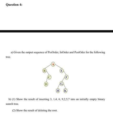 Solved Question 4 A Given The Output Sequence Of Preorder