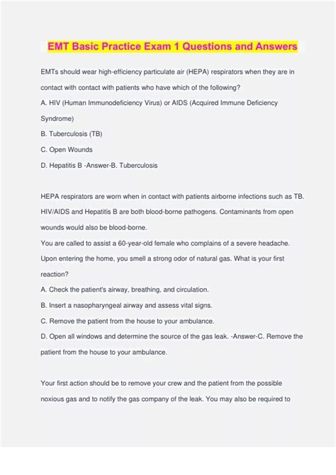 EMT Basic Practice Exam Questions And Answers EMT Basic Stuvia US