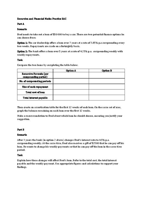 Recursion And Financial Maths Practice Sac There Are Two Potential