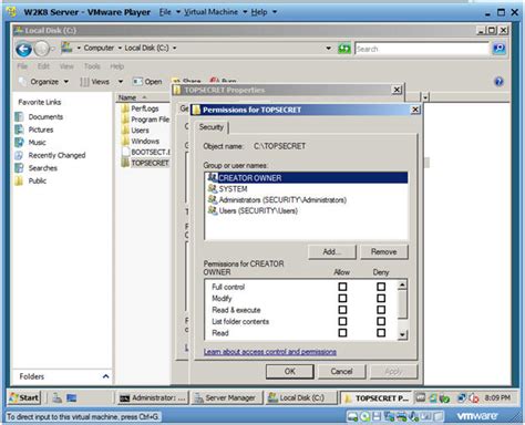 windows 2008 server lesson 6 creating directories acls and using
