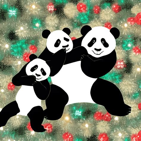 Panda Noel Cute Three Pandas Dancing · Creative Fabrica