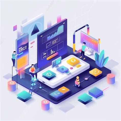 Ui And Ux Designer Isometric Composition Premium Ai Generated Image