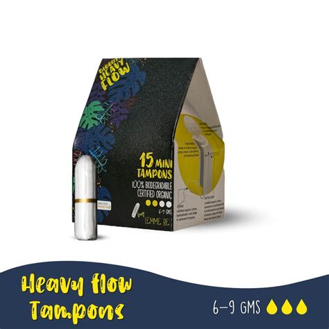 Lemme Be Heavy Flow Tampons Box Of 15 100 Cotton Certified Biodegradable