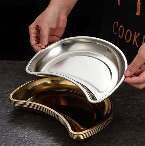 Ath Nampan Tray Mangkuk Makanan Bulan Sabit Stainless 201 25x16x3cm