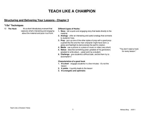 Teach Like A Champion Lecture Notes Acting Docsity