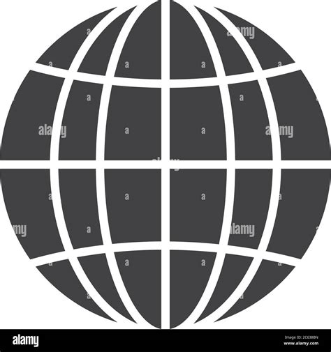 Global Network Sphere Icon Over White Background Silhouette Style Vector Illustration Stock