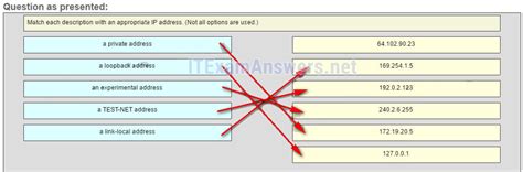 Match Each Description With An Appropriate Ip Address Not All Options