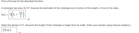 solved find a formula for the described function a
