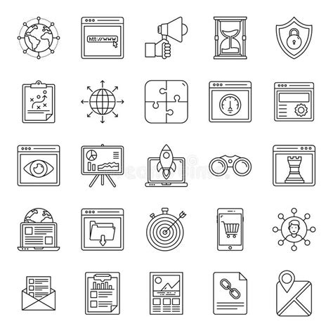 Seo Website Line Icons Pack Stock Vector Illustration Of Spacecraft Puzzle 161932504