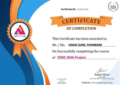 Vinod Thombare On Linkedin A2zithub Fullstack Development Ahmednagar Certification