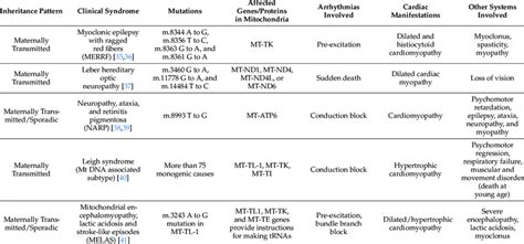 Summary Of Inherited Mitochondrial Dysfunction Mutations Download Scientific Diagram