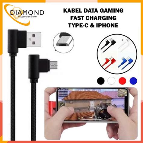 Jual KABEL DATA GAMING COLOKAN L FAST CHARGING KABEL DATA GAMING LIGHTNING TYPE C COLOKAN L