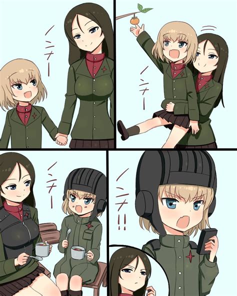 Katyusha And Nonna Girls Und Panzer Drawn By Kemugurugurudan