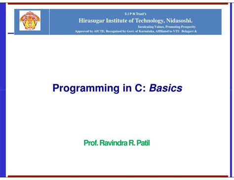 Ppt C Programming Basics With Prof R Patil Powerpoint Presentation Id9163048
