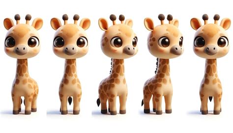 premium photo cute giraffe is shown in four angles with distinct expressions happy curious